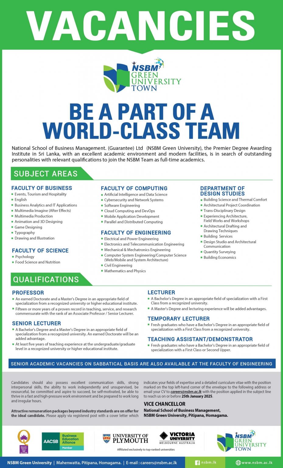 Careers at NSBM Green University | NSBM